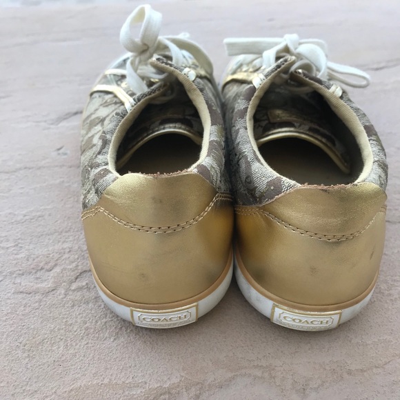 Coach | Shoes | Coach Barrett Metallic Gold Sneakers | Poshmark